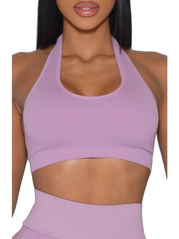 BOMBSHELL SPORTSWEAR Rib Backless Bra - Smokey Grape