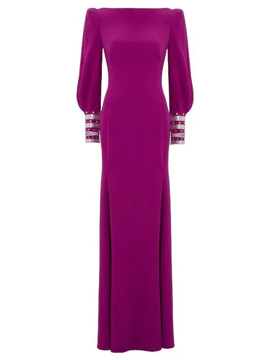 Jenny Packham Francolin Embellished-cuffs Puff-sleeve Maxi Dress - Brassica