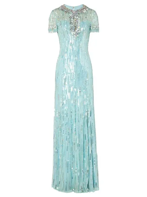 Jenny Packham Nova Sequin-embellished Maxi Dress - Cardin Blue
