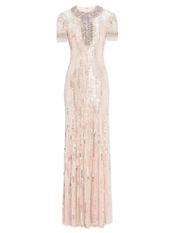Jenny Packham Nova Sequin-embellished Maxi Dress - Sugar