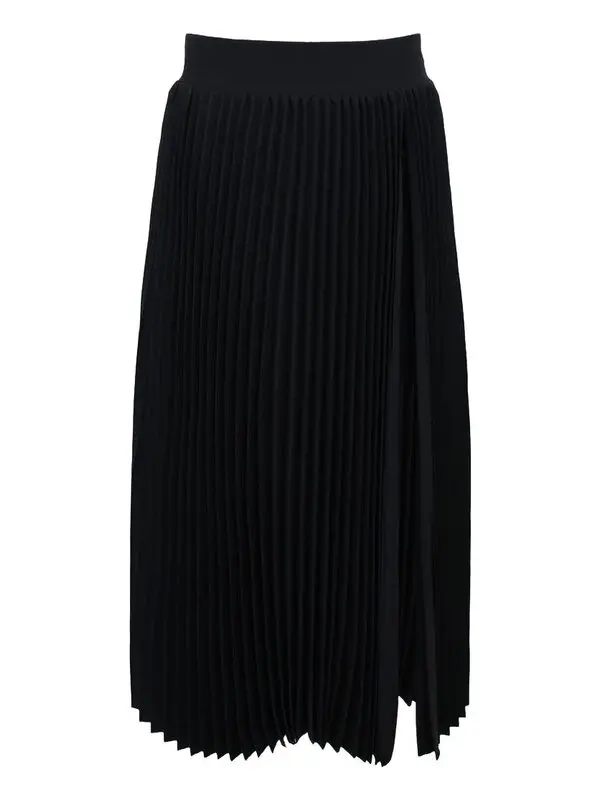 THEO THE LABEL Atlas Pleated High Slit Skirt - Black