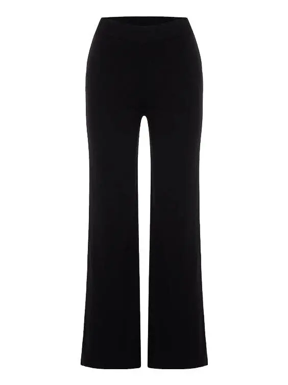 THEO THE LABEL Nomia Wide-leg Knit Pants - Black/ivory