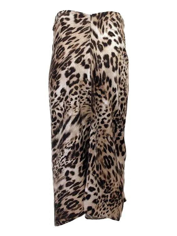 THEO THE LABEL Danae Print Ruched Midi Skirt - Leopard