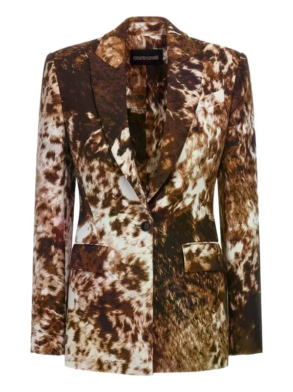 Roberto Cavalli Cow Print Single-breasted Blazer - Brown