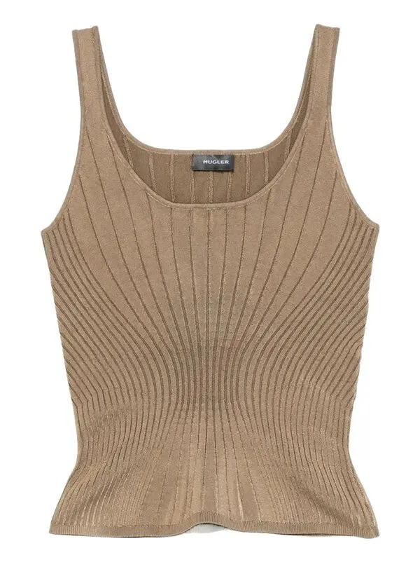 MUGLER Sculpting Knit Tank Top - Beige