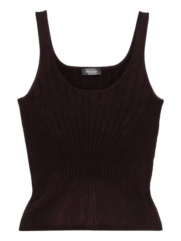MUGLER Sculpting Knit Tank Top - Red