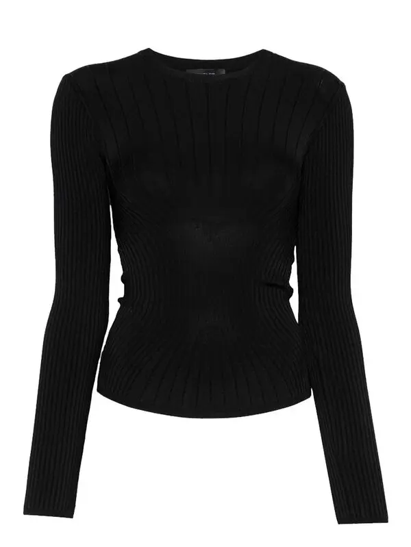 MUGLER Sculpting Knit Top - Black