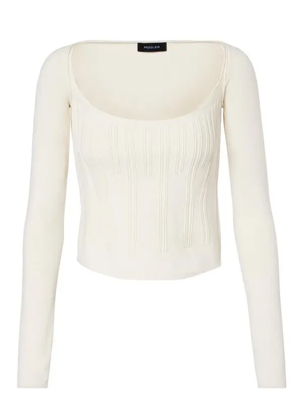 MUGLER Long Sleeve Tee - White