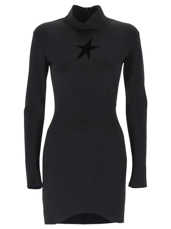 MUGLER Keyhole Long Sleeve Mini Dress - Black