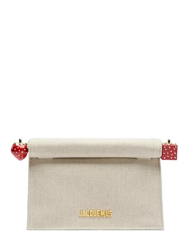 Jacquemus La Petit Rond Carré Linen Clutch - Grey
