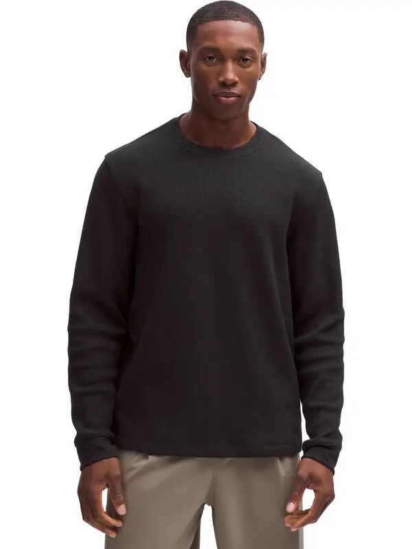 Lululemon Cotton-blend Waffle Knit Long-sleeve Shirt - Black