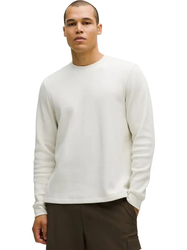 Lululemon Cotton-blend Waffle Knit Long-sleeve Shirt - Light Ivory