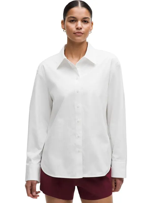 Lululemon Woven Relaxed-fit Button-up Shirt - White