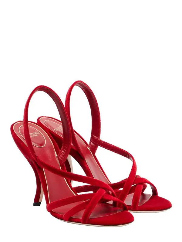 Valentino Garavani Fetishique 105 Velvet Sandals - Red