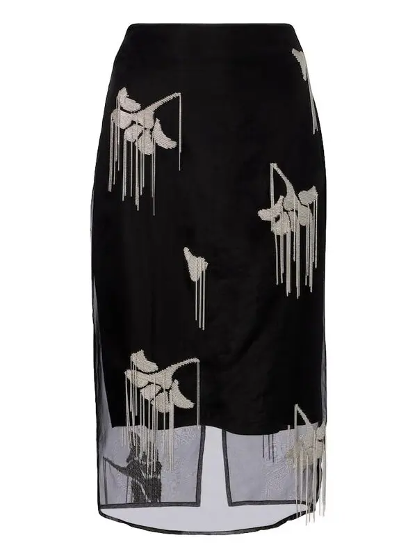 RÓHE Embellished Silk Midi Skirt - Black
