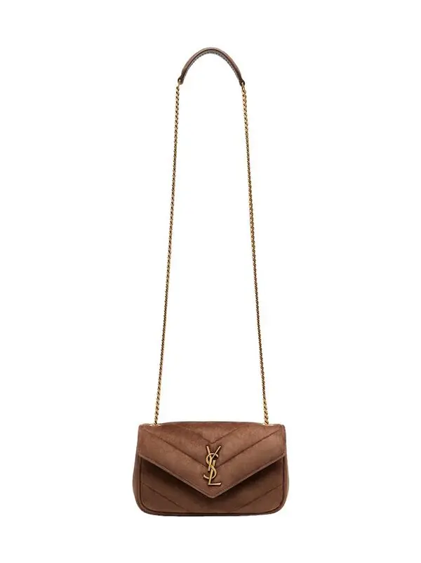 Saint Laurent Loulou Mini Suede Shoulder Bag - Brown