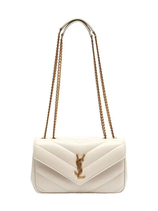 Saint Laurent Loulou Small Leather Shoulder Bag - White