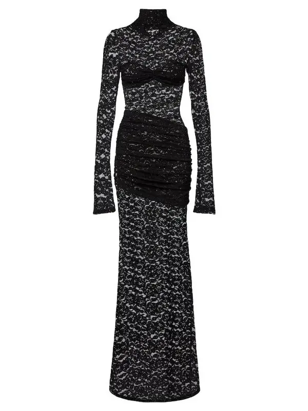 BANANHOT Francisca Floral Lace Maxi Dress - Black