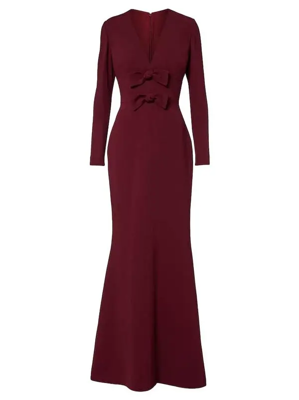 Elie Saab Bow-detail Cady Gown - Burgundy
