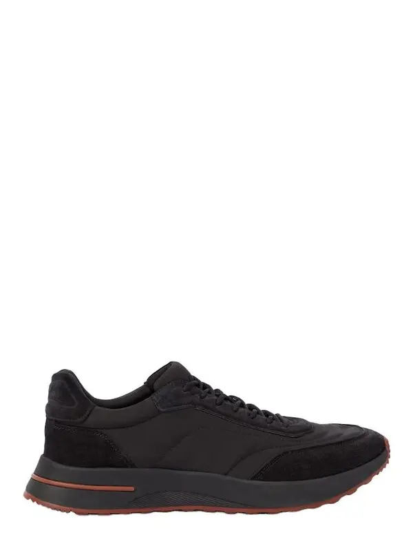 Loro Piana Week End Walk Suede-trimmed Sneakers - Black