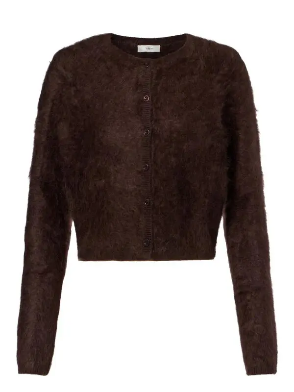 FRAME Teddy Cropped Cashmere Cardigan - Brown