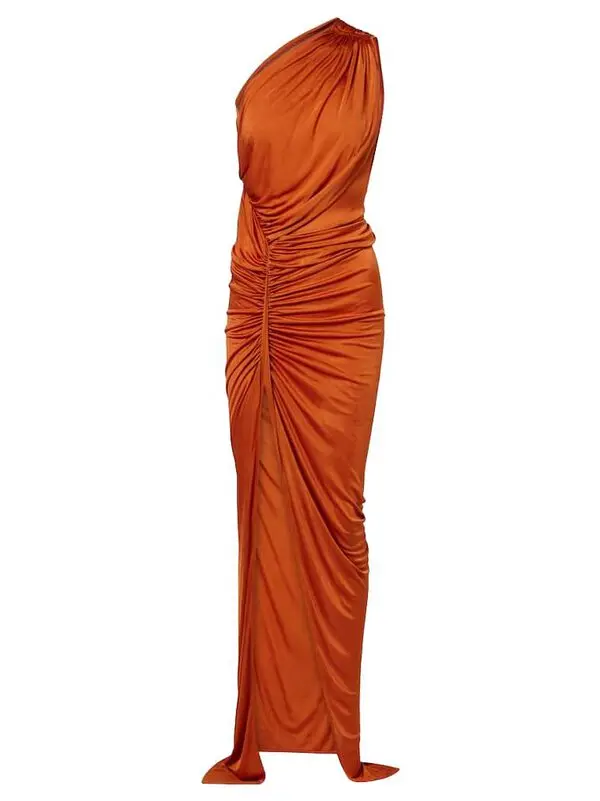 Rick Owens Avra Ruched One-shoulder Gown - Orange