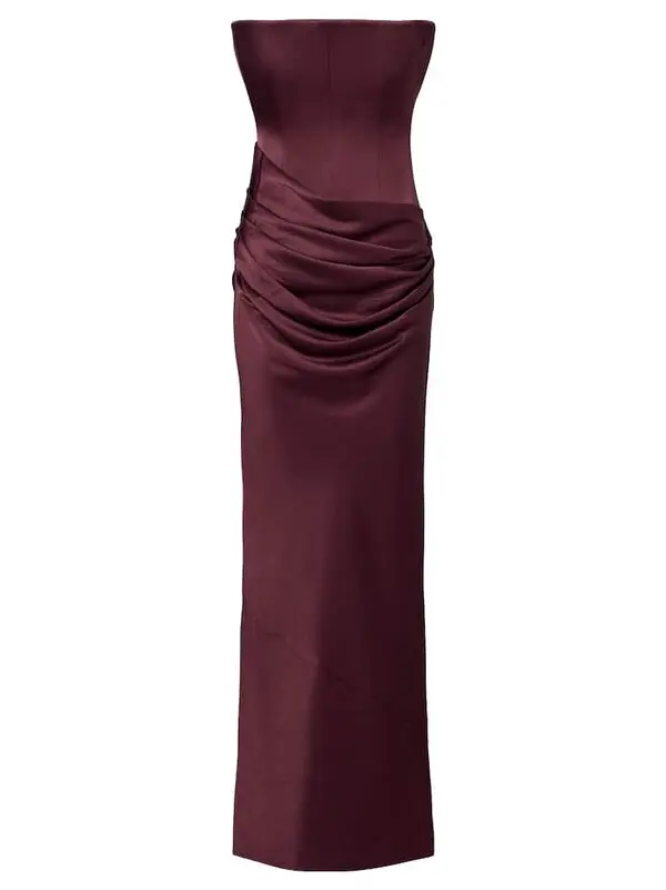 Alex Perry Draped Crêpe Satin Corset Gown - Burgundy