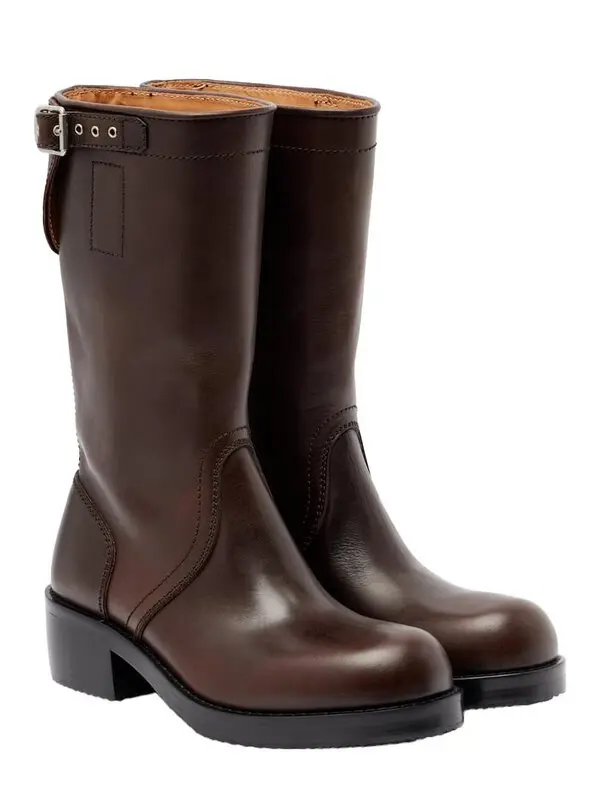 Dries Van Noten Leather Biker Boots - Brown