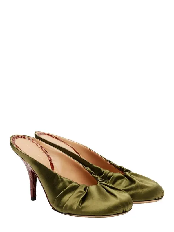 Dries Van Noten 90 Satin Mules - Green