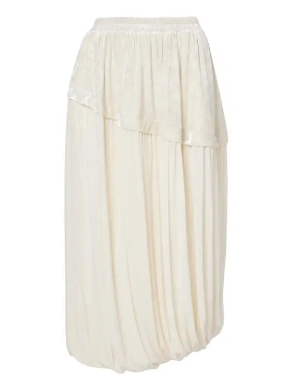 XU ZHI Layered Velvet-trimmed Midi Skirt - White