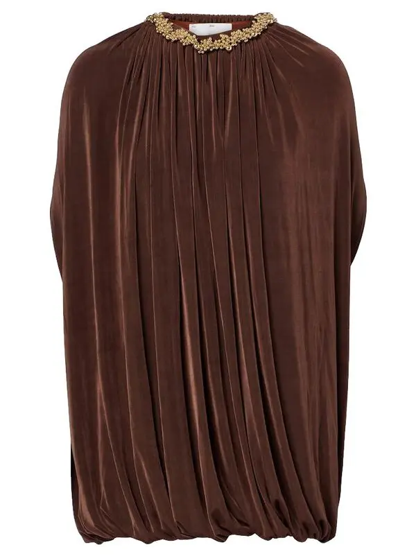 XU ZHI Embellished Draped Mini Dress - Brown