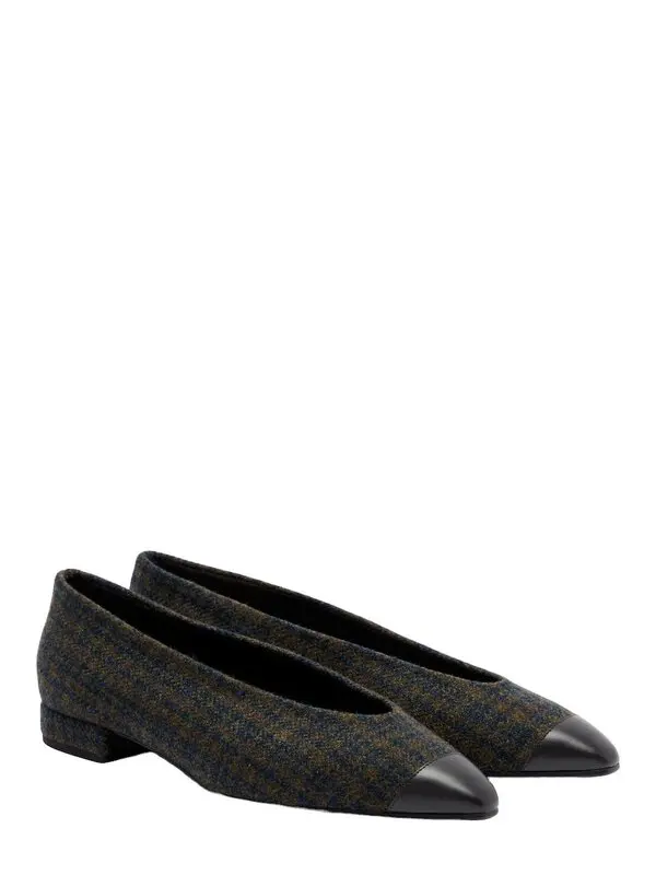 Loro Piana Rebecca Leather-trimmed Tweed Ballerina Flats - Multicoloured