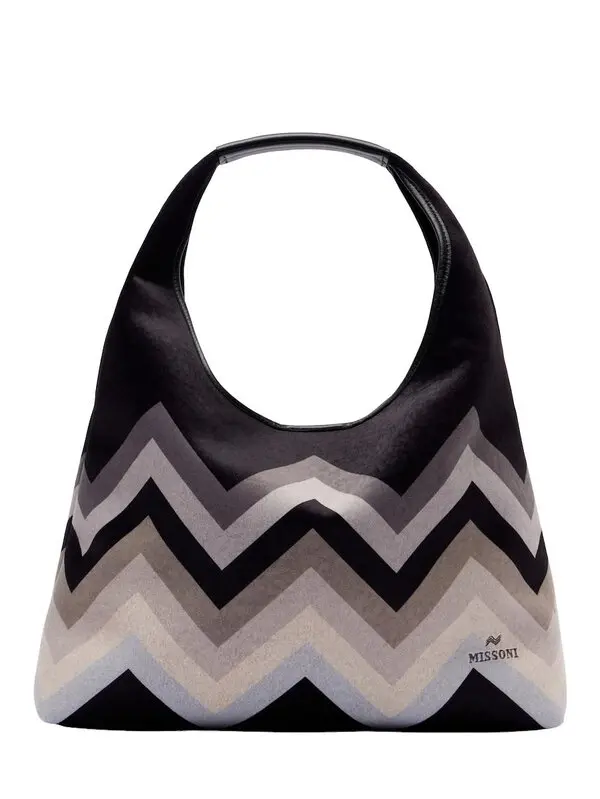 Missoni Zig Zag Leather-trimmed Tote Bag - Black