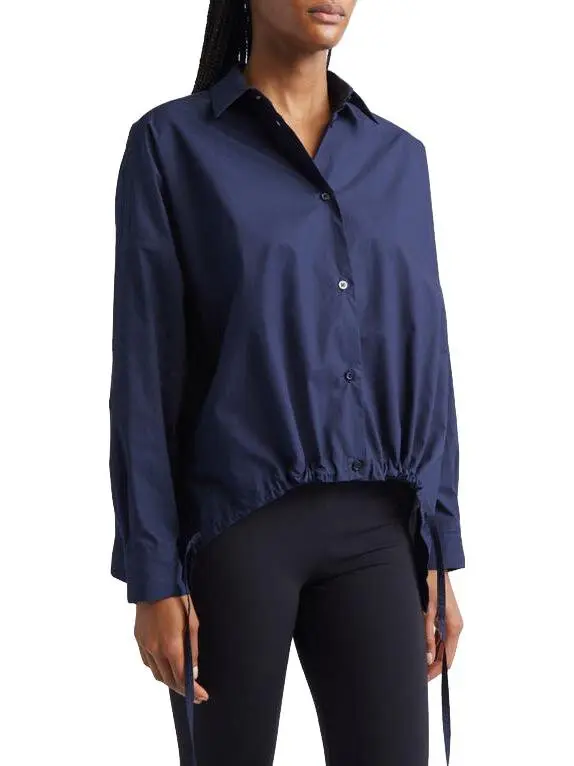 Emporio Armani Oversized Cotton-poplin Shirt - Solid Blue Navy