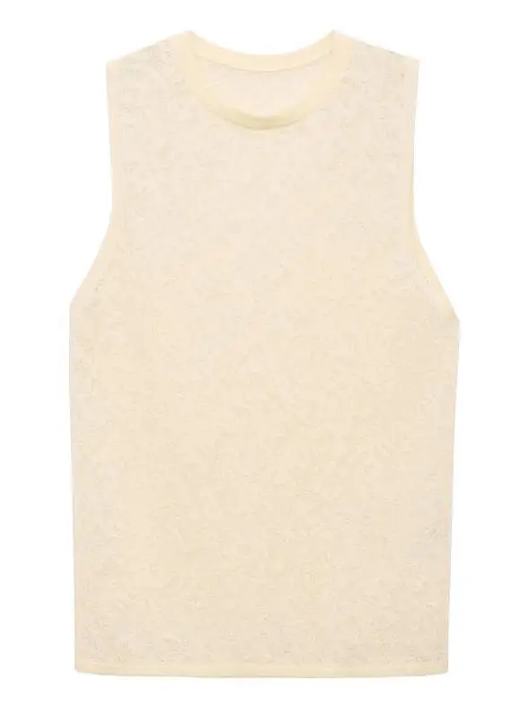 Mango Openwork Knit Sleeveless Top - Ecru