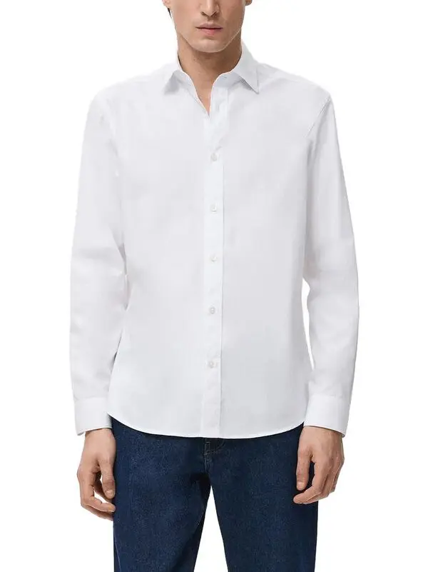 Mango Solid Regular Fit Button-up Shirt - White