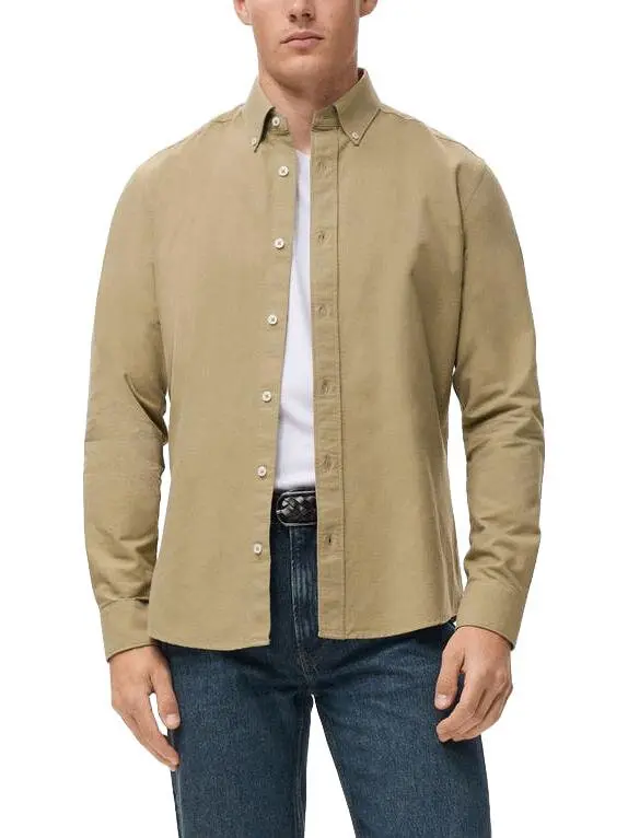 Mango Regular Fit Oxford Button-down Shirt - Khaki
