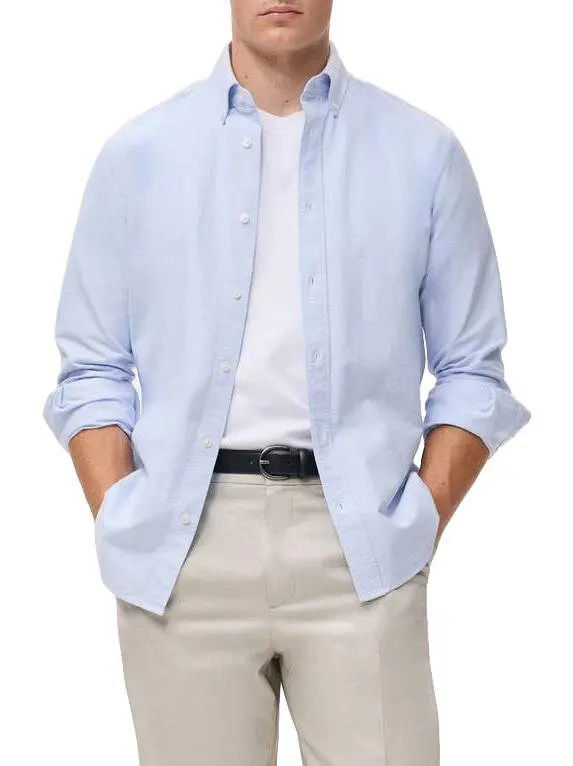 Mango Regular Fit Oxford Button-down Shirt - Sky Blue
