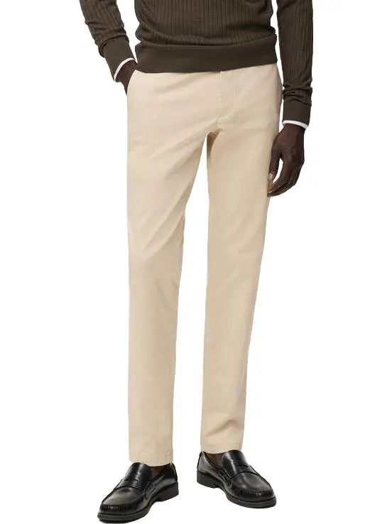 Mango Barna Slim Fit Stretch Twill Chino Pants - Ecru