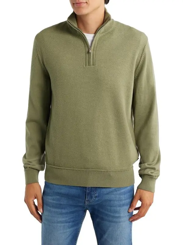 Hugo Boss Illario Quarter Zip Sweater - Medium Green