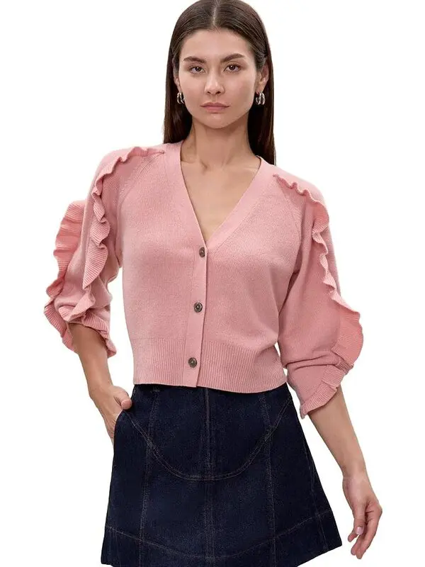 Rebecca Taylor Kaia Knit Cardigan - Tearose