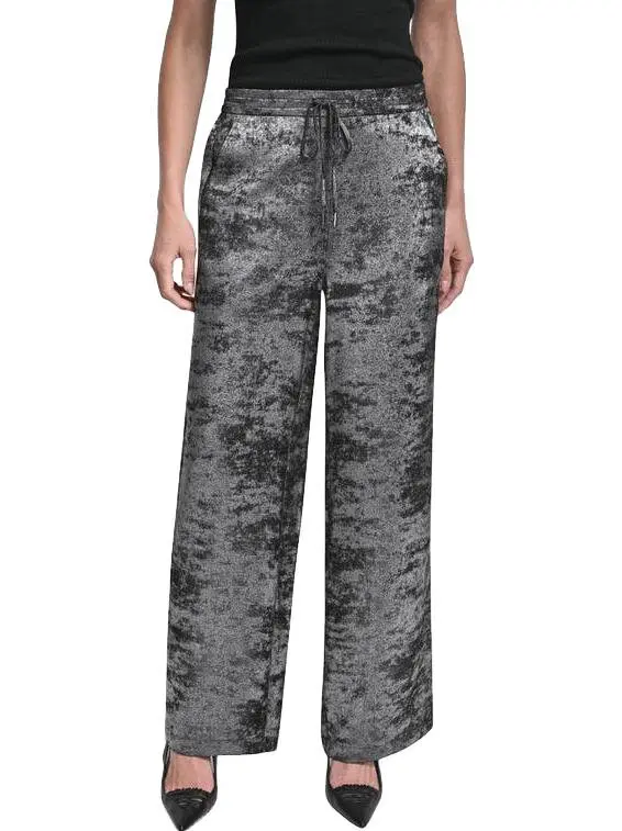 Dkny Wide-leg Liquid Velvet Pants - Silver