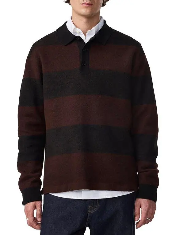 Nn07 Long Sleeve Wool Rugby Polo Sweater - Black