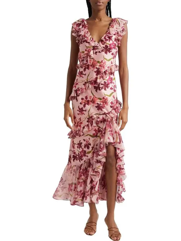 Cinq À Sept Ora Trailing Hibiscus Maxi Dress - Blush Petal Multi
