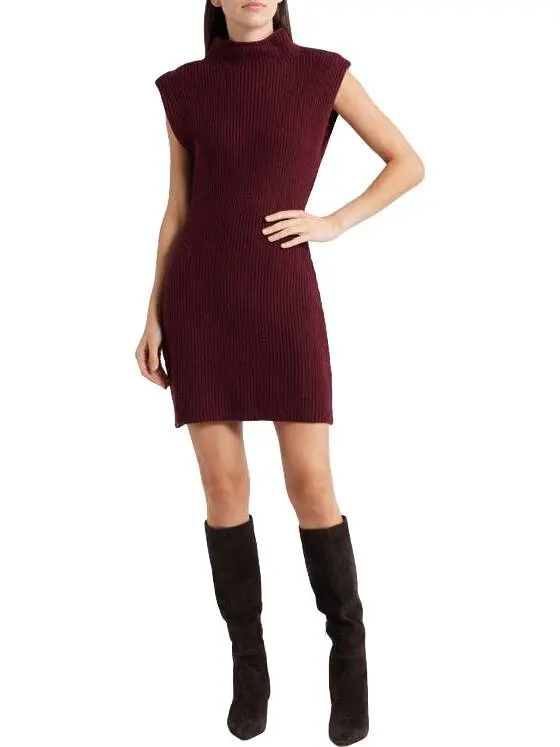 EN SAISON Nathalia Ribbed Sweater Dress - Burgundy