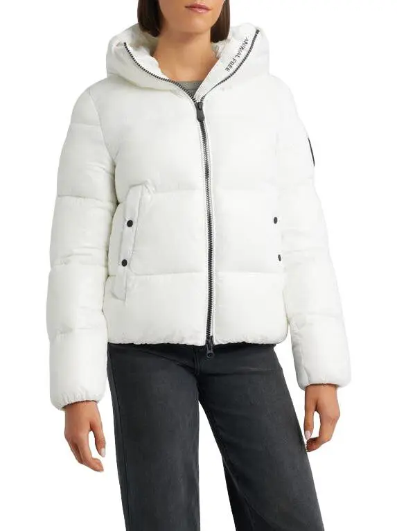 SAVE THE DUCK Biddy Water Repellent Hooded Puffer Jacket - Off White