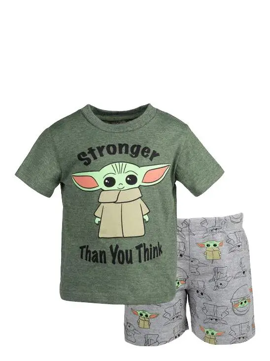 STAR WARS The Child" T-shirt & French Terry Shorts Set - Green/grey