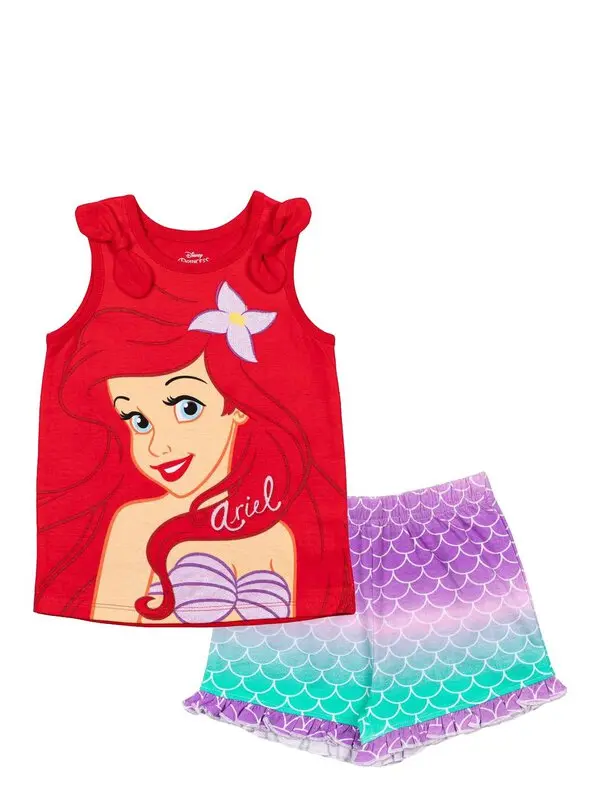 Disney Tank Top And French Terry Shorts Set - Princess Ariel Red Red