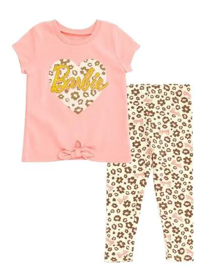 BARBIE T-shirt And Leggings Set - Pink/ Leopard