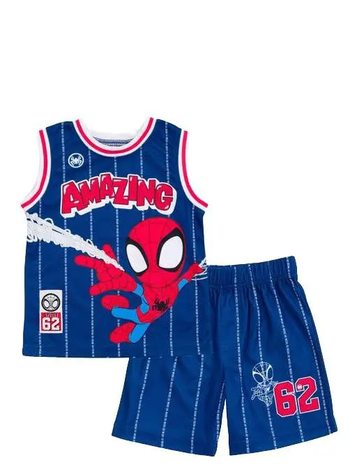 MARVEL Spider-man Athletic Tank Top & Shorts Set - Blue/ Amazing Spidey